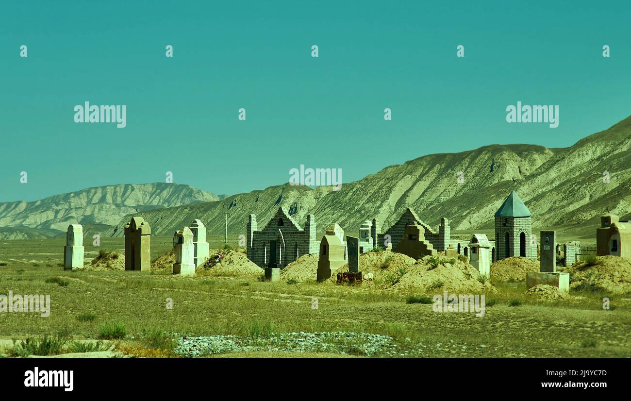 Naryn river valley, Ancient cemetery, Naryn Region, Tian Shan mountains ...