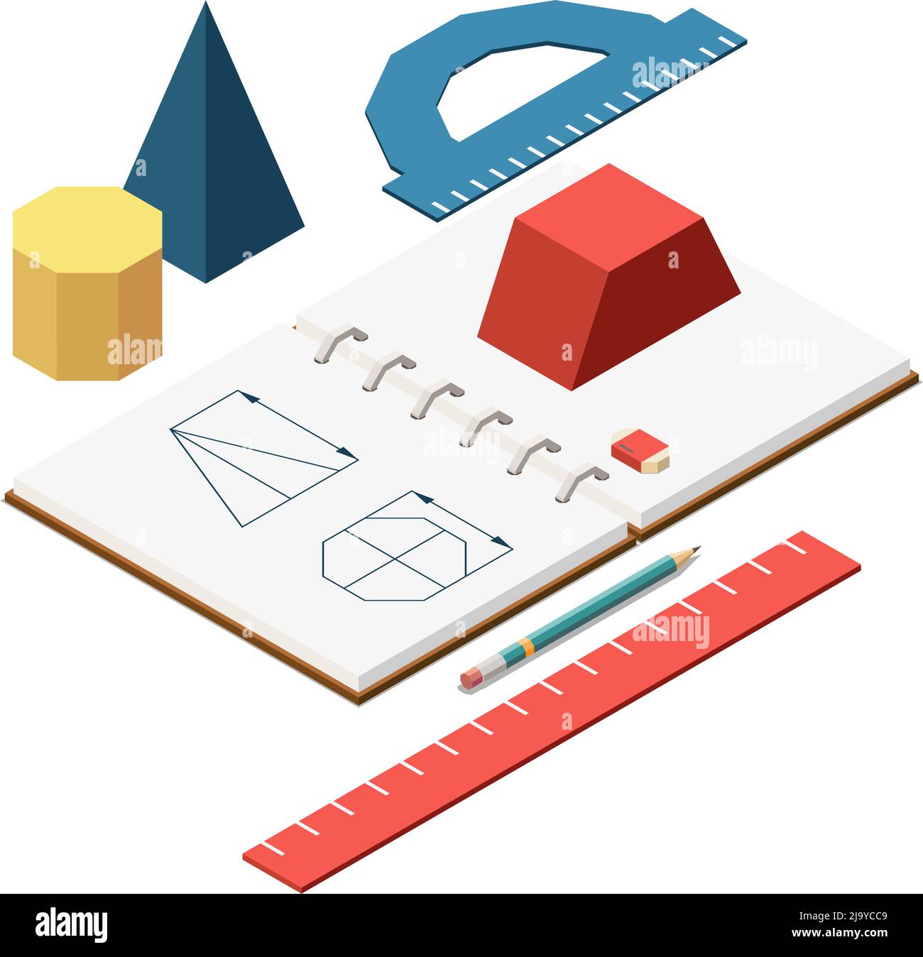 Stem education isometric concept icons composition with images of ...