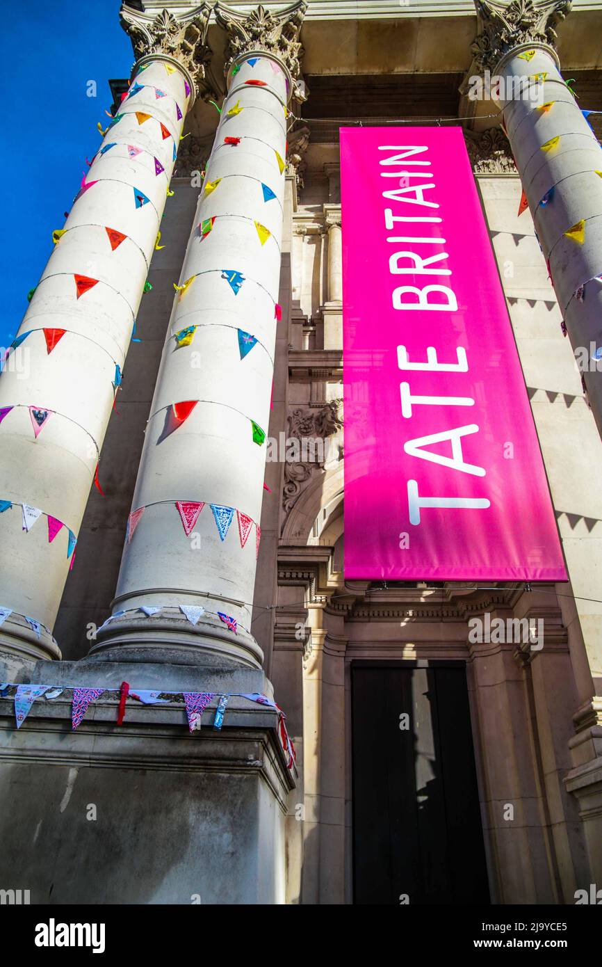 Tate britain covered in colourful bunting hi-res stock photography and ...