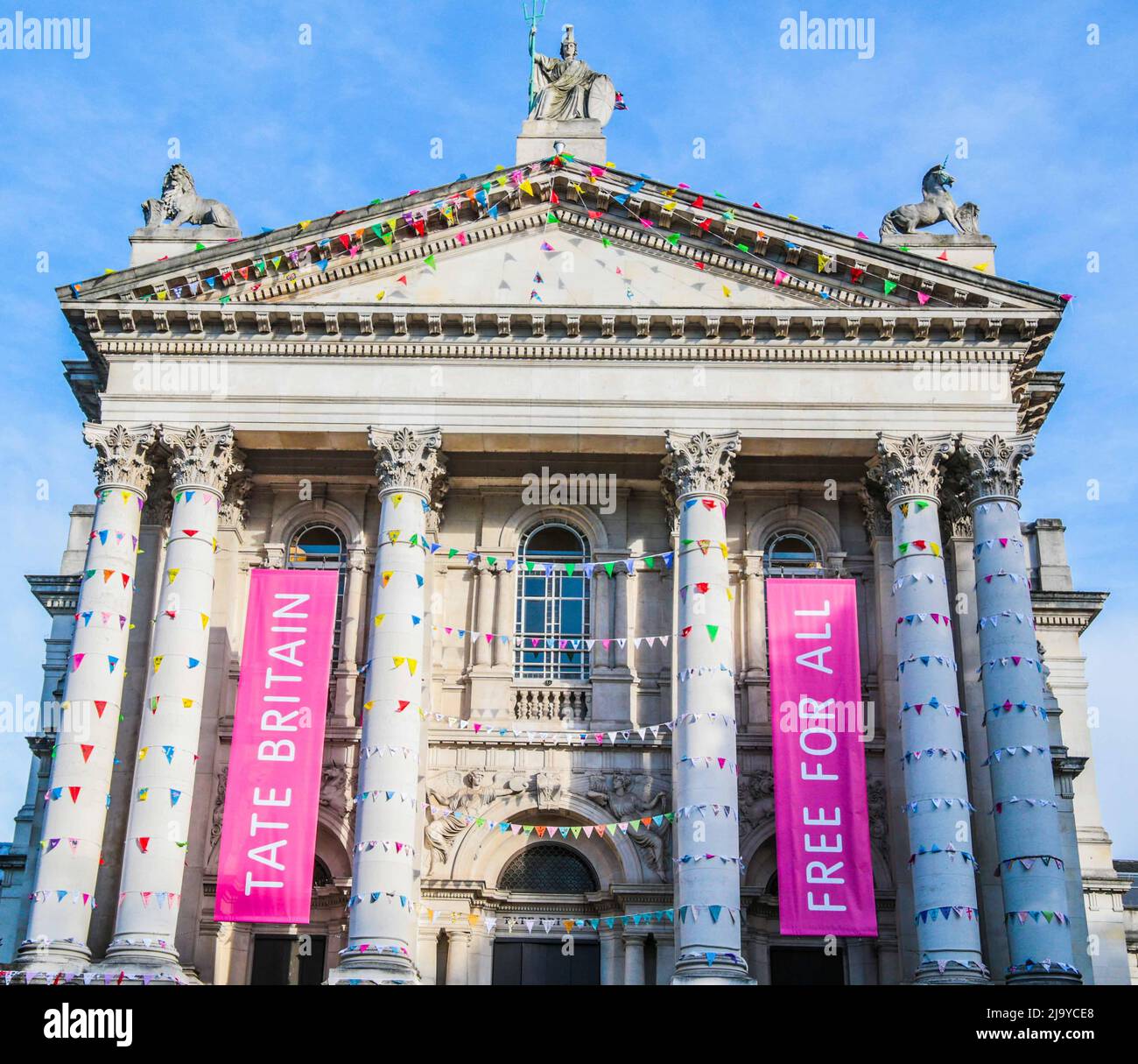 Tate britain covered in colourful bunting hi-res stock photography and ...