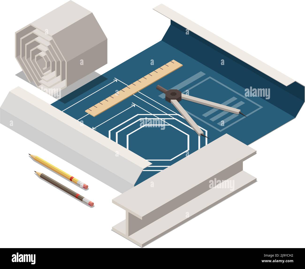Stem education isometric concept icons composition with images of ...