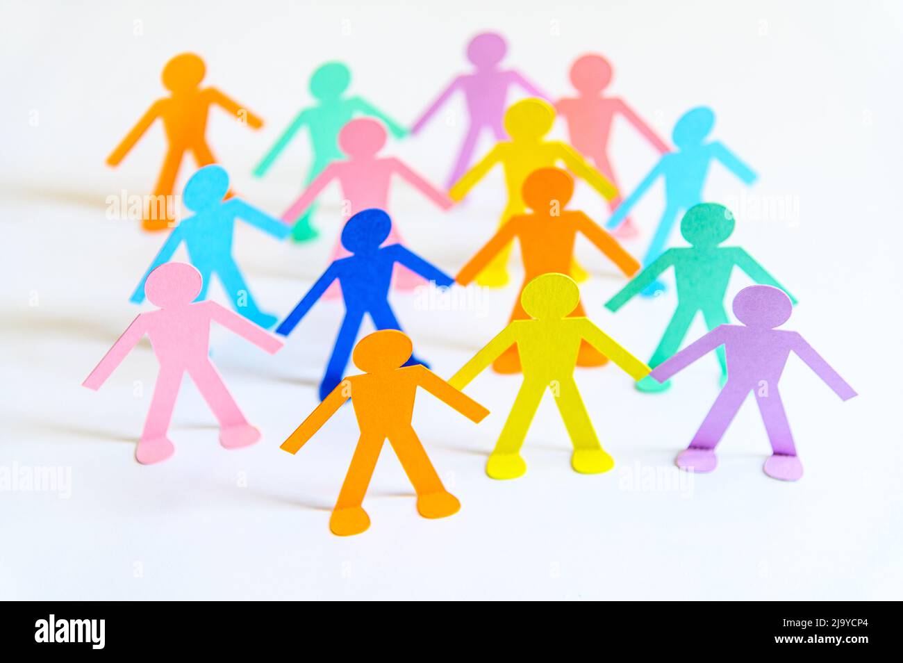 paper people chain concept of social help and togetherness in group ...