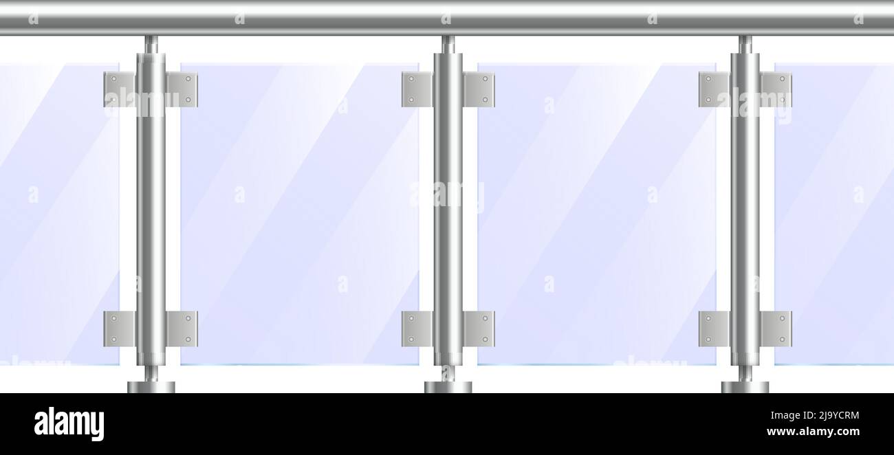 Balcony fence railing composition with realistic front view image of ...