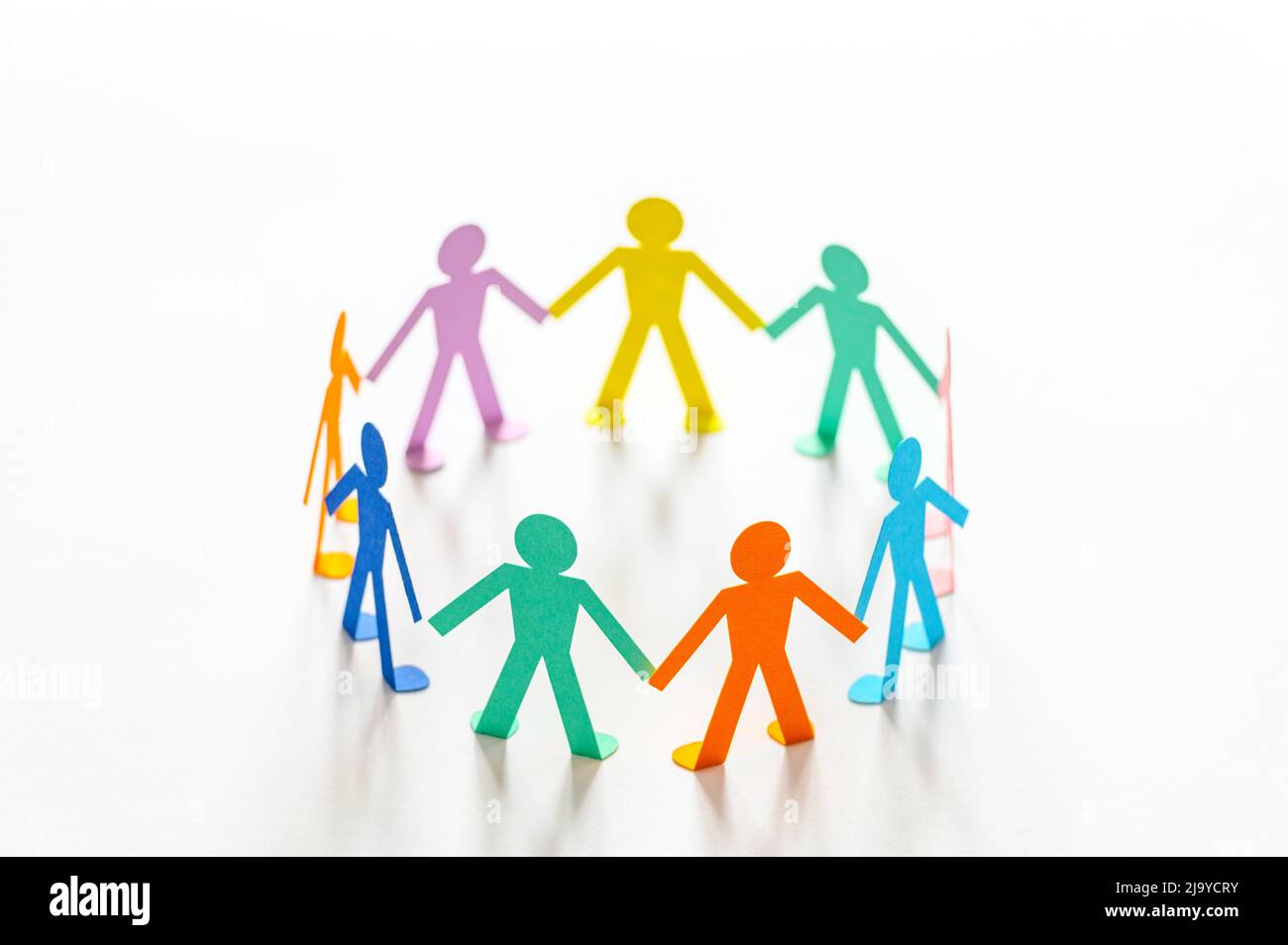 paper people chain concept of social help and togetherness in group ...