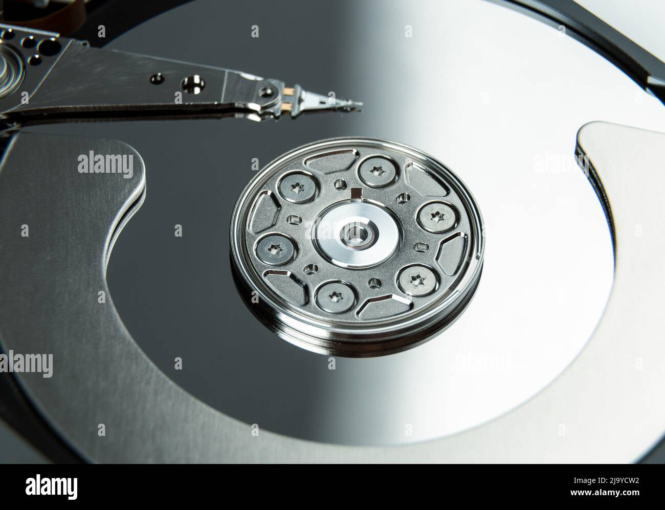 Close up of open computer hard disk drive HDD Stock Photo - Alamy