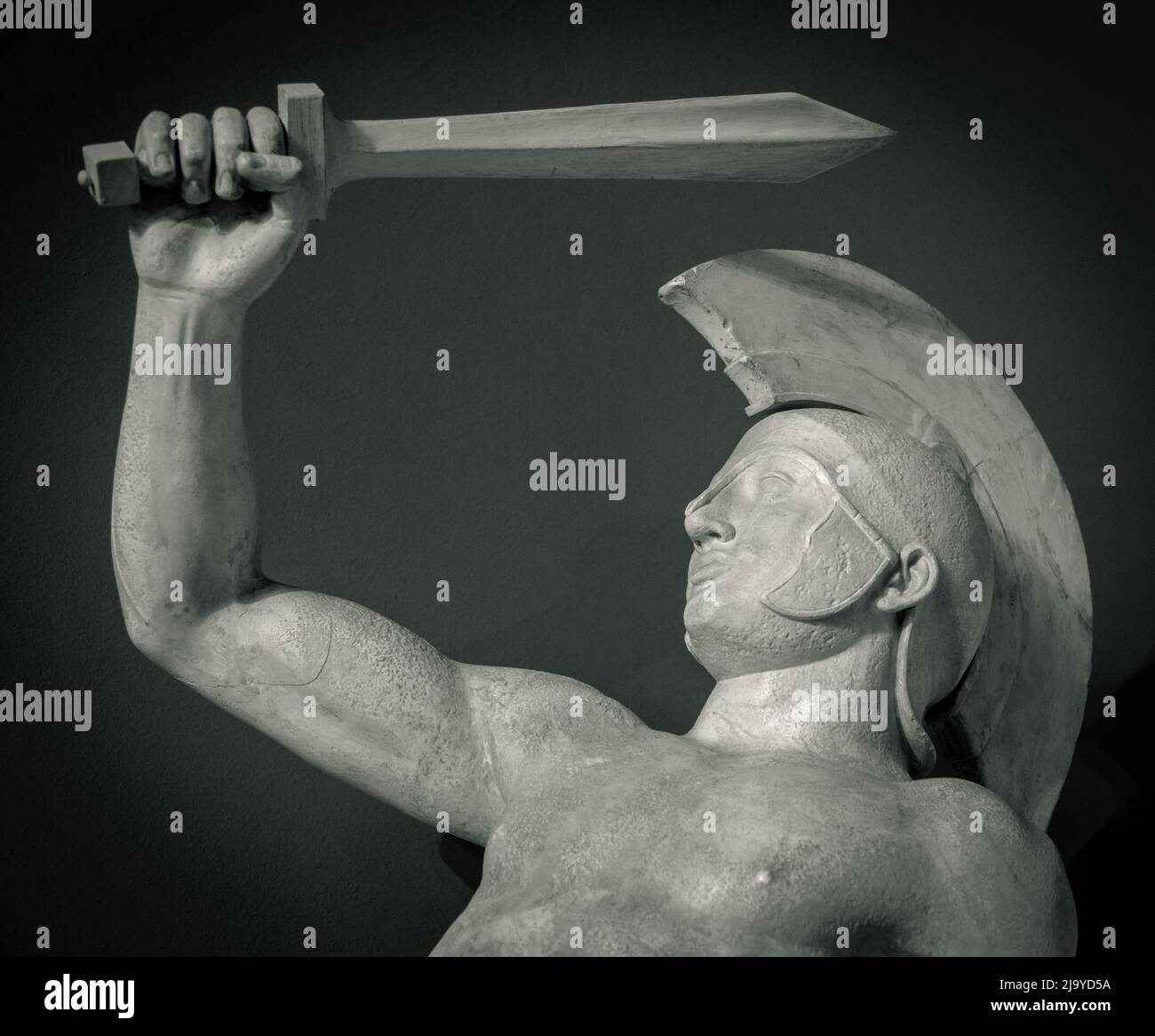 Head in helmet Greek ancient sculpture of warrior Stock Photo - Alamy