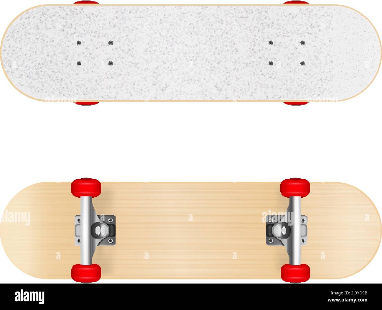 Skateboards images realistic set illustrated sporty equipment displayed ...
