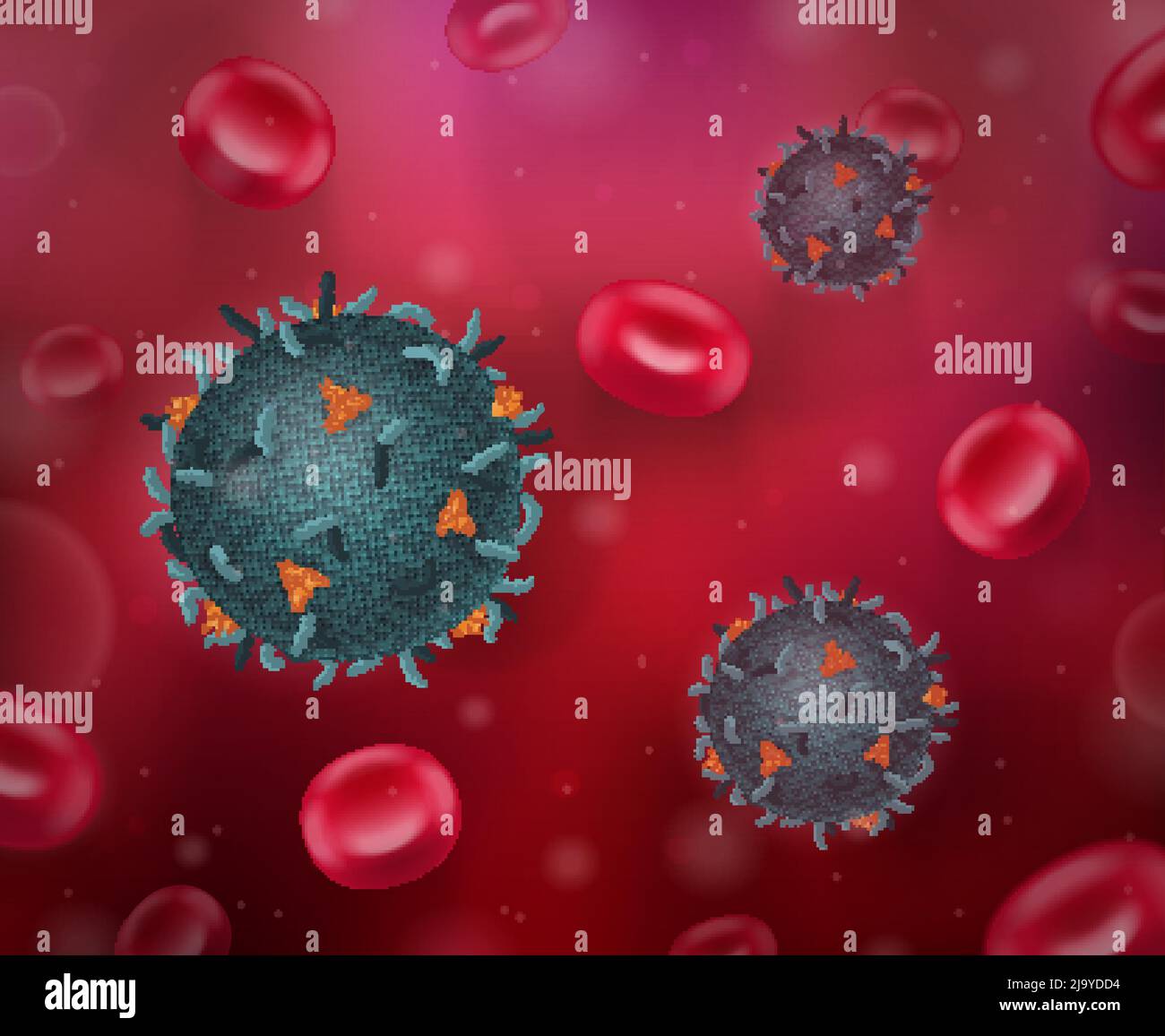 Viruses realistic composition with colourful images of virus bacteria ...