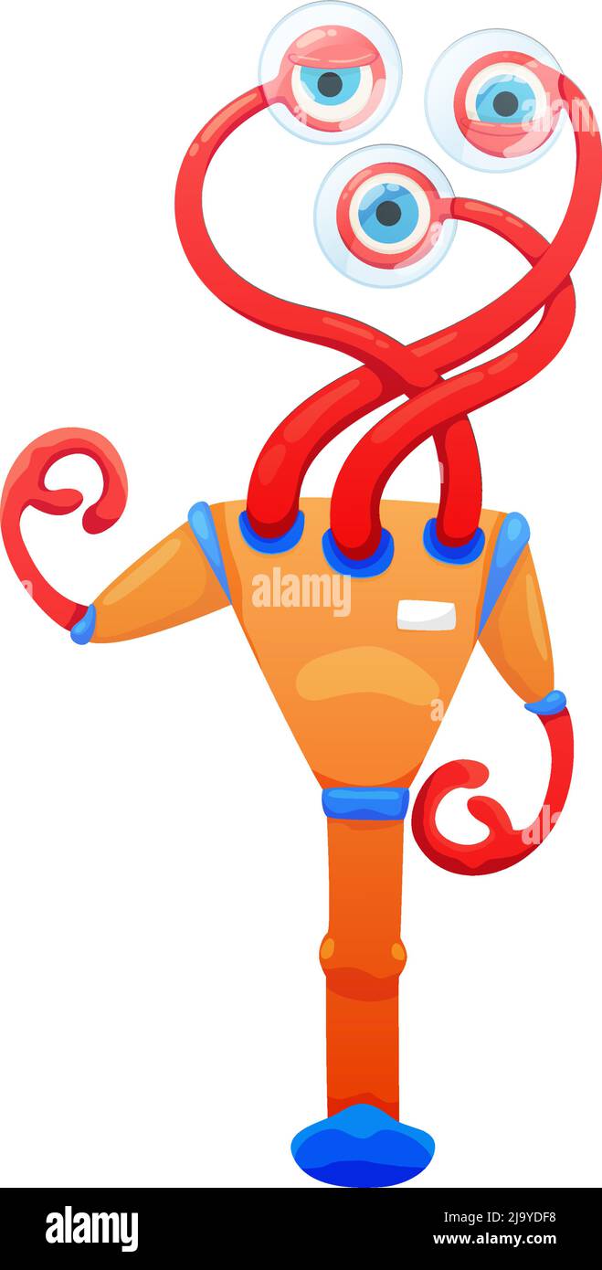 Cartoon funny red alien with three eyes vector illustration Stock ...