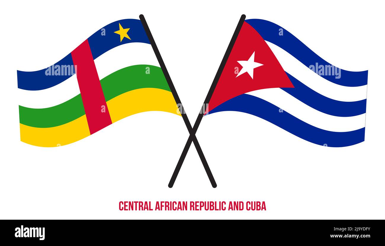 Central African Republic and Cuba Flags Crossed And Waving Flat Style ...