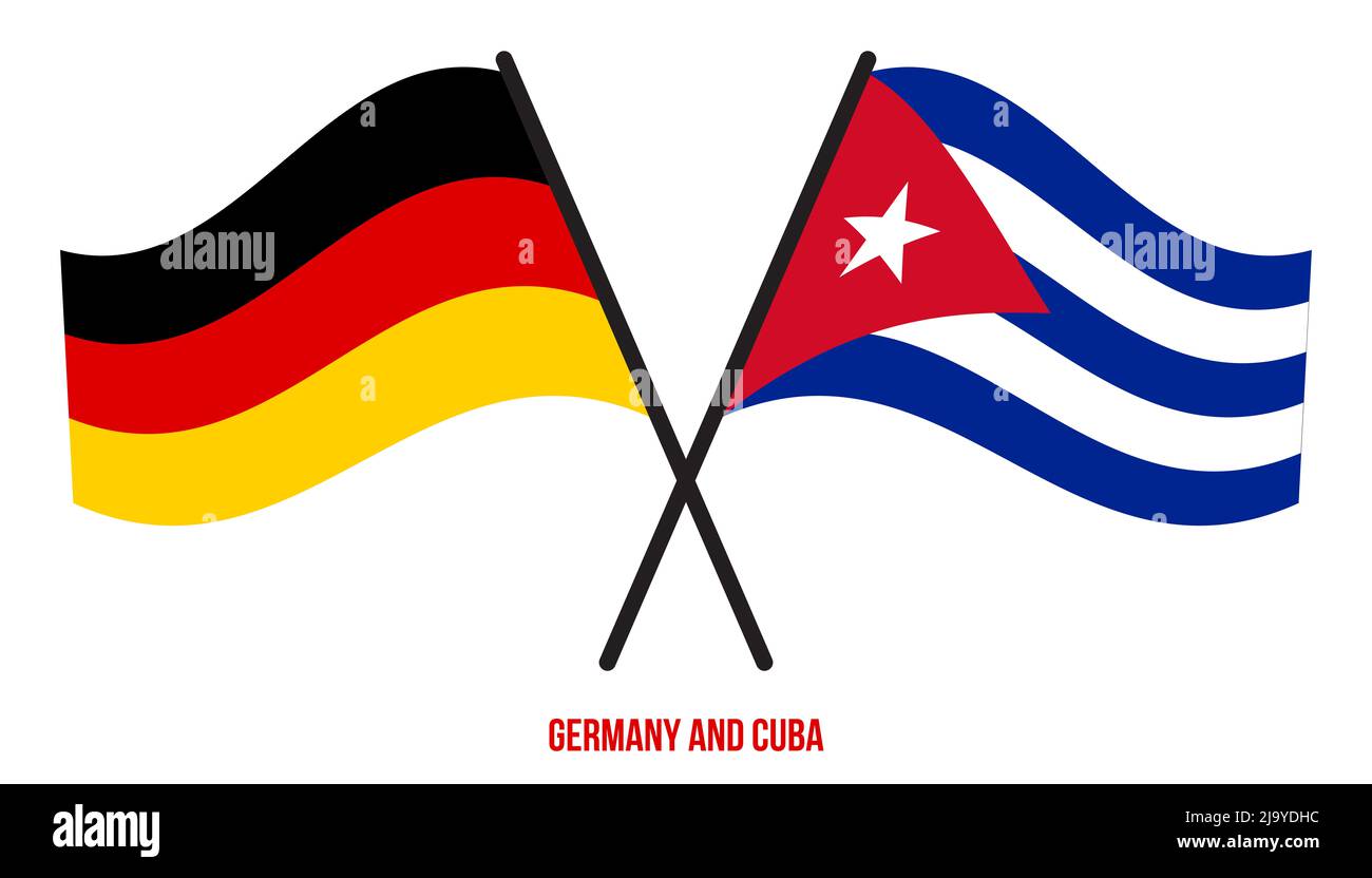 Germany and Cuba Flags Crossed And Waving Flat Style. Official ...