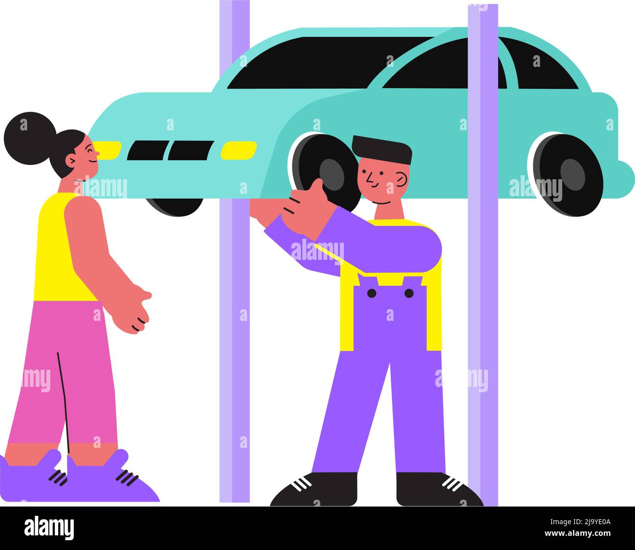 Man helping woman car Cut Out Stock Images & Pictures - Alamy