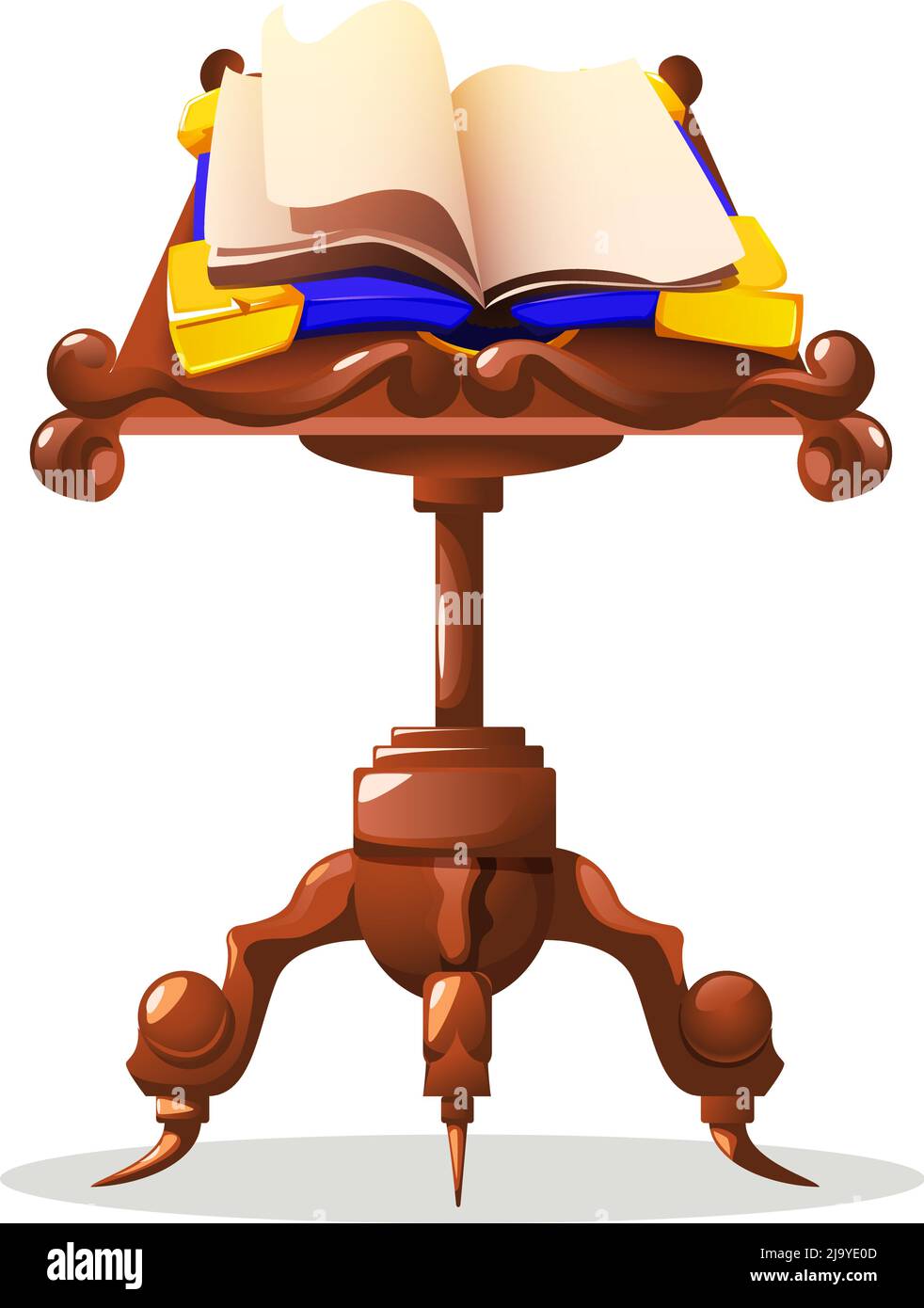 Old magic book on table cartoon concept with spell vector illustration ...