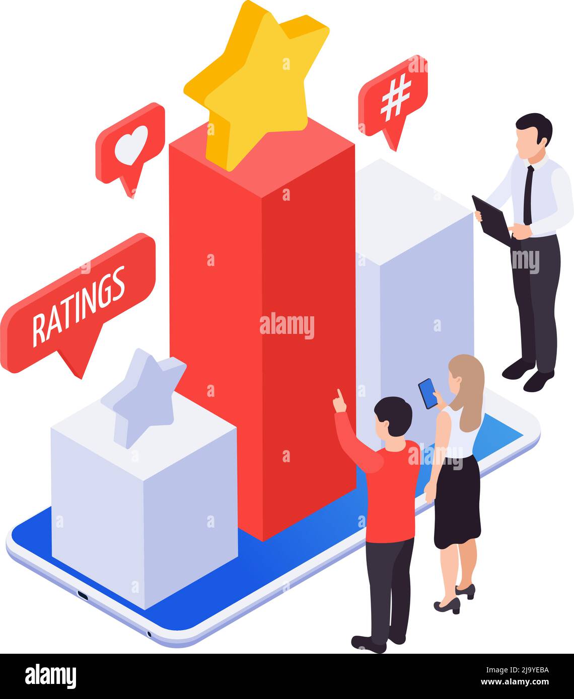Marketing promotion isometric icon with colorful graph presenting ...