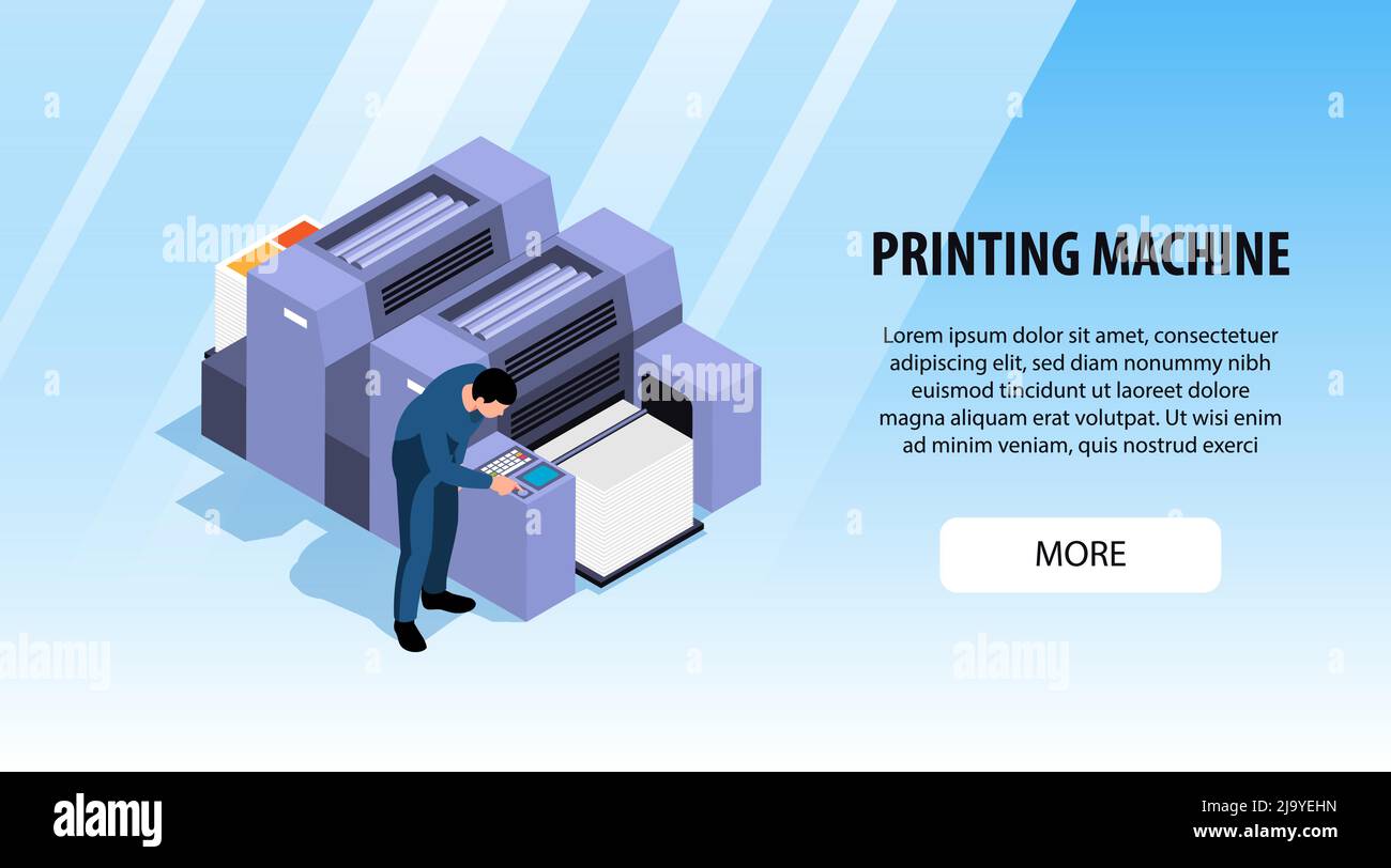 Polygraphy horizontal banner for advertising and more information about printing machines ...