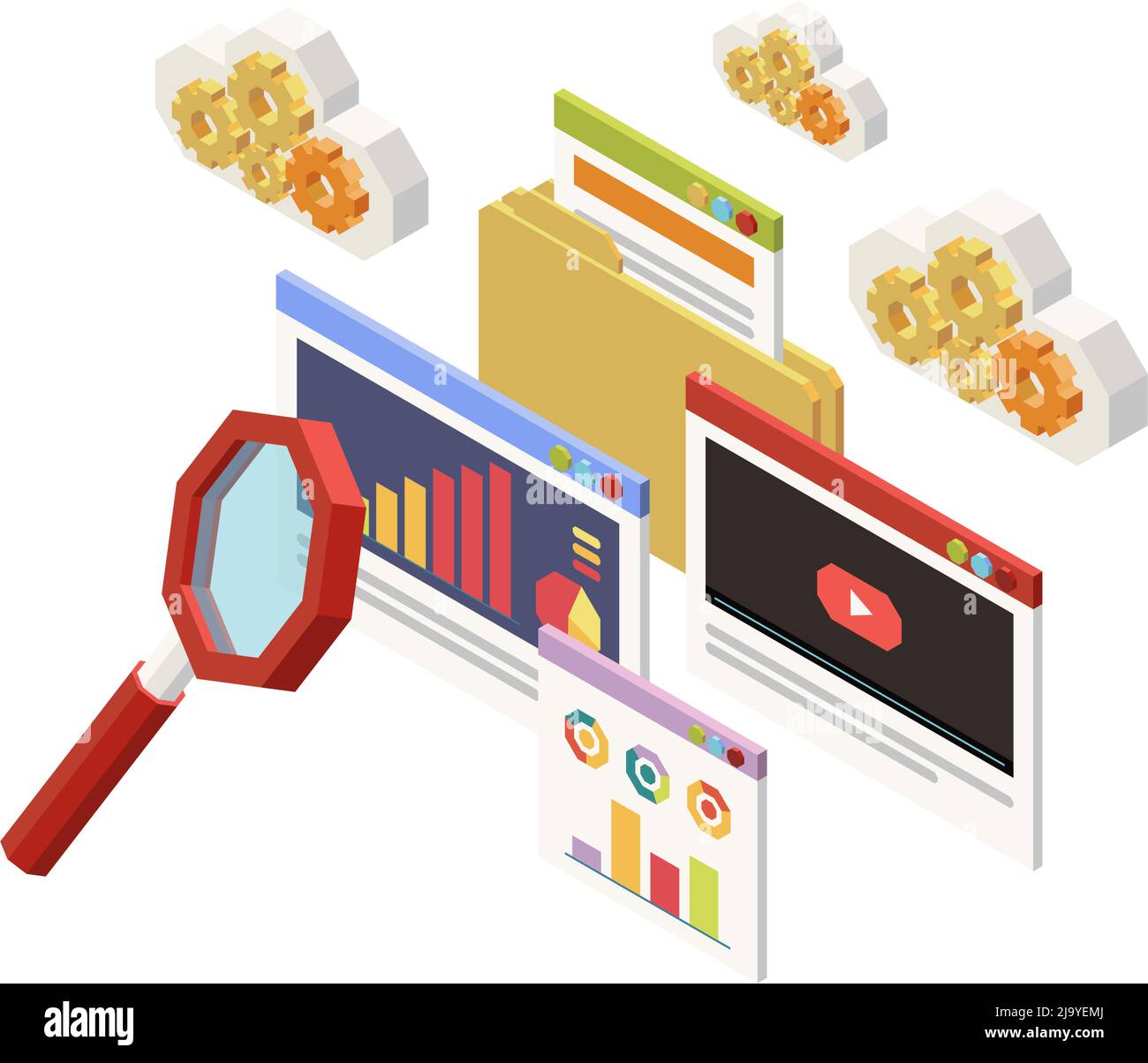 Marketing strategy concept icon with isometric desktop elements video ...