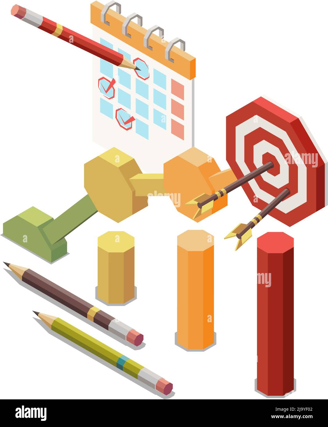 Marketing strategy planning success isometric concept icon with target ...