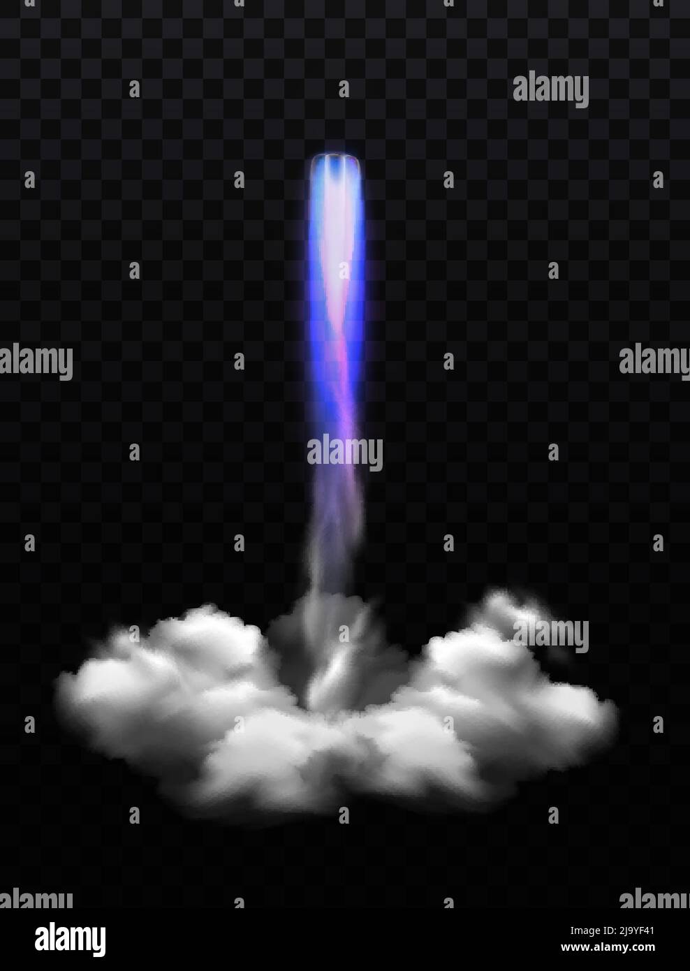 Space rocket flame smoke composition with realistic image of blue ...