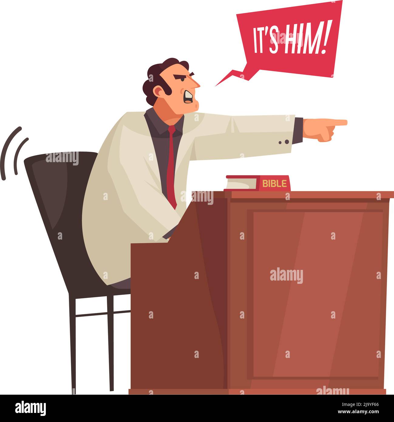 Law justice composition with crying male character pointing finger ...