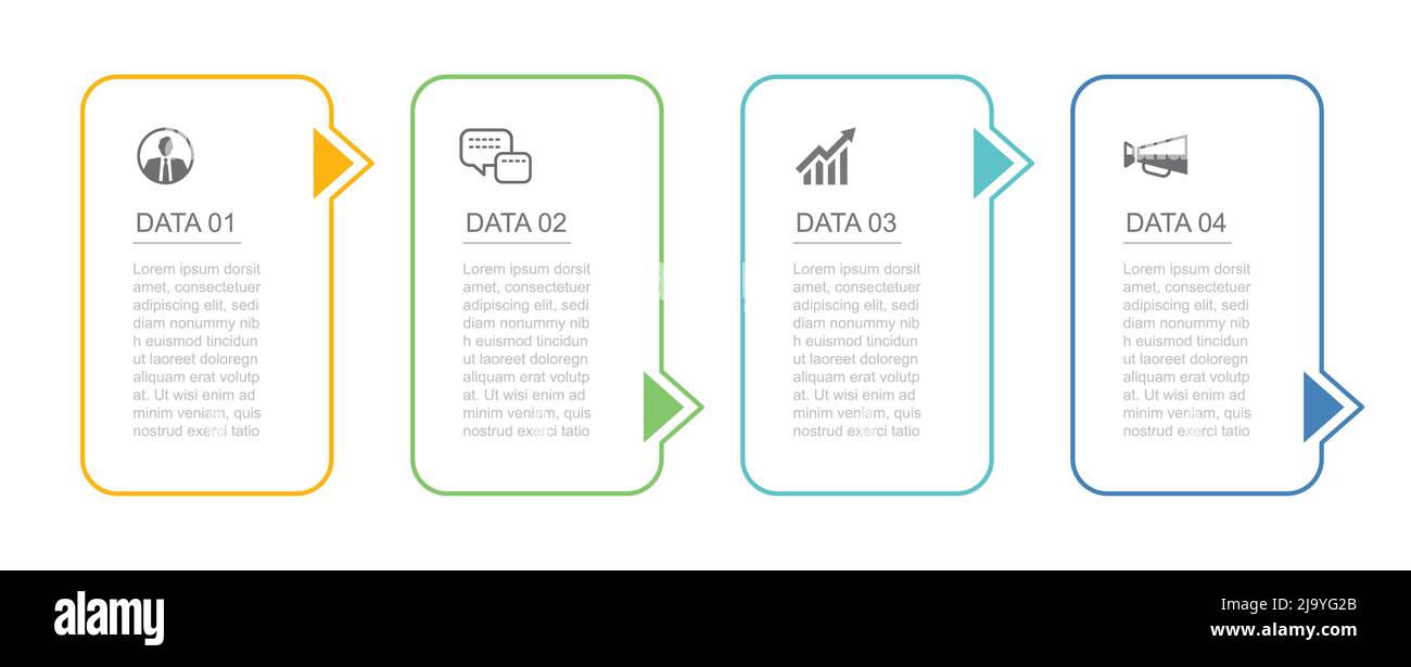 4 data outline infographics tab index template. Vector illustration ...