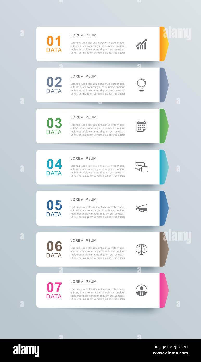 7 data infographics tab paper index template. Vector illustration ...