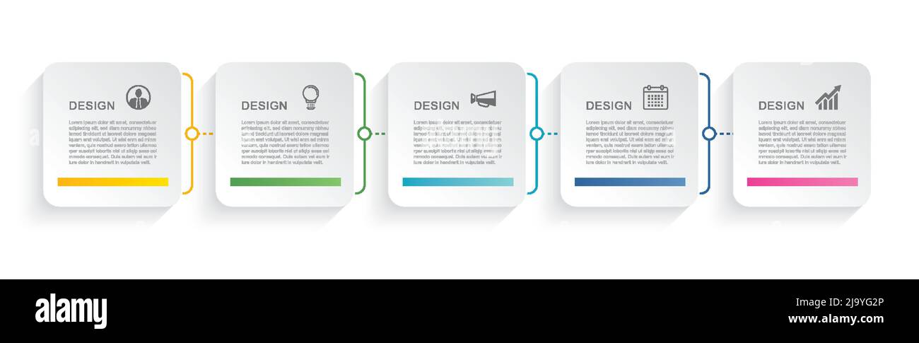 5 data infographics square tab paper index template. Vector ...