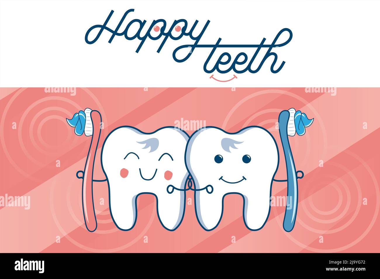 Happy Teeth Mascot, Cartoon teeth holding a toothbrush. Cute tooth ...