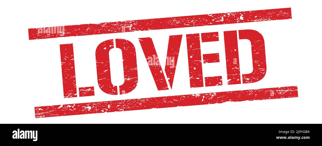 LOVED text on red grungy rectangle stamp sign Stock Photo - Alamy