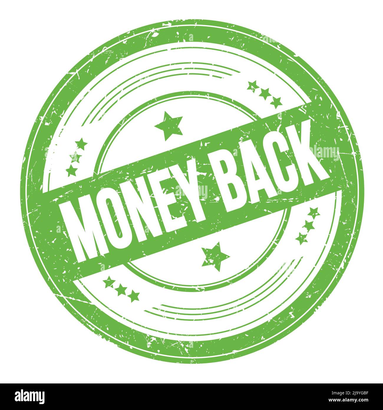 MONEY BACK text on green round grungy texture stamp Stock Photo - Alamy