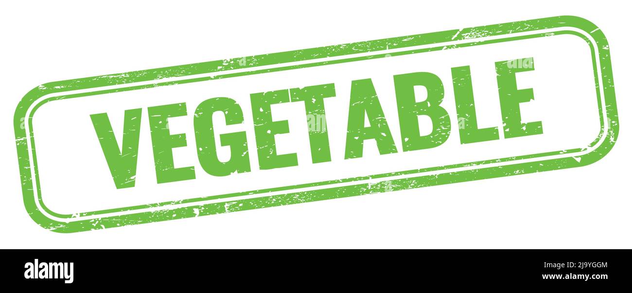 VEGETABLE text on green grungy vintage rectangle stamp Stock Photo - Alamy