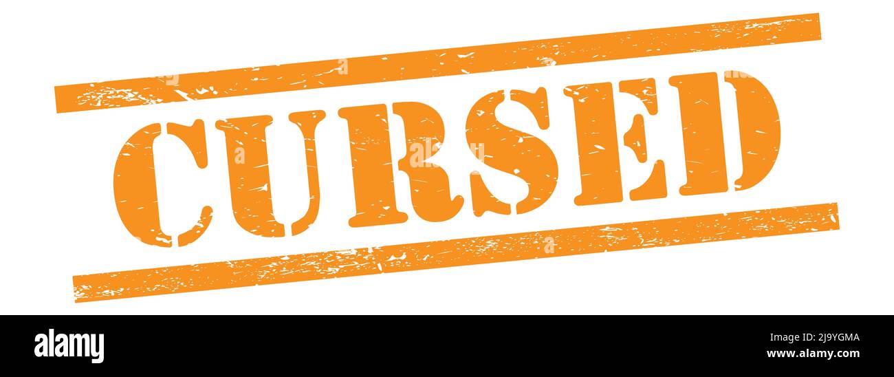 CURSED, word written on orange stamp sign Stock Photo - Alamy