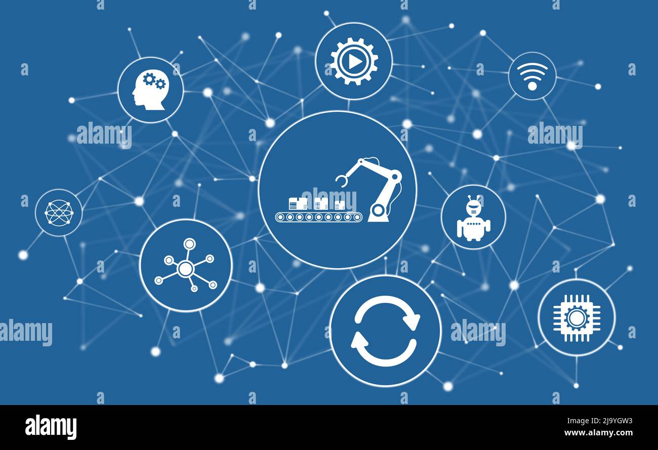 Concept of automation with connected icons Stock Photo - Alamy