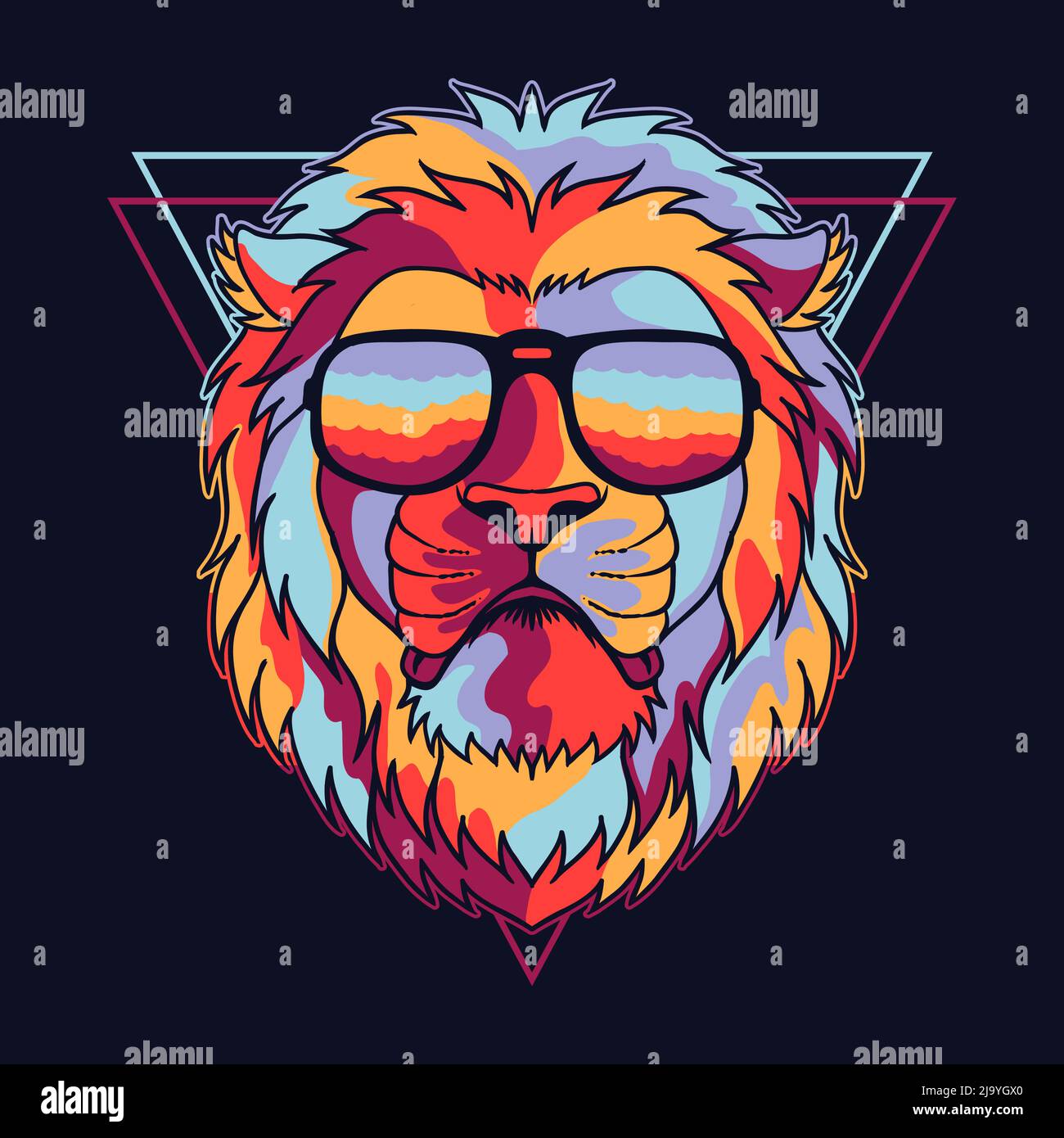 Lion cool colorful wearing a eyeglasses vector illustration Stock ...