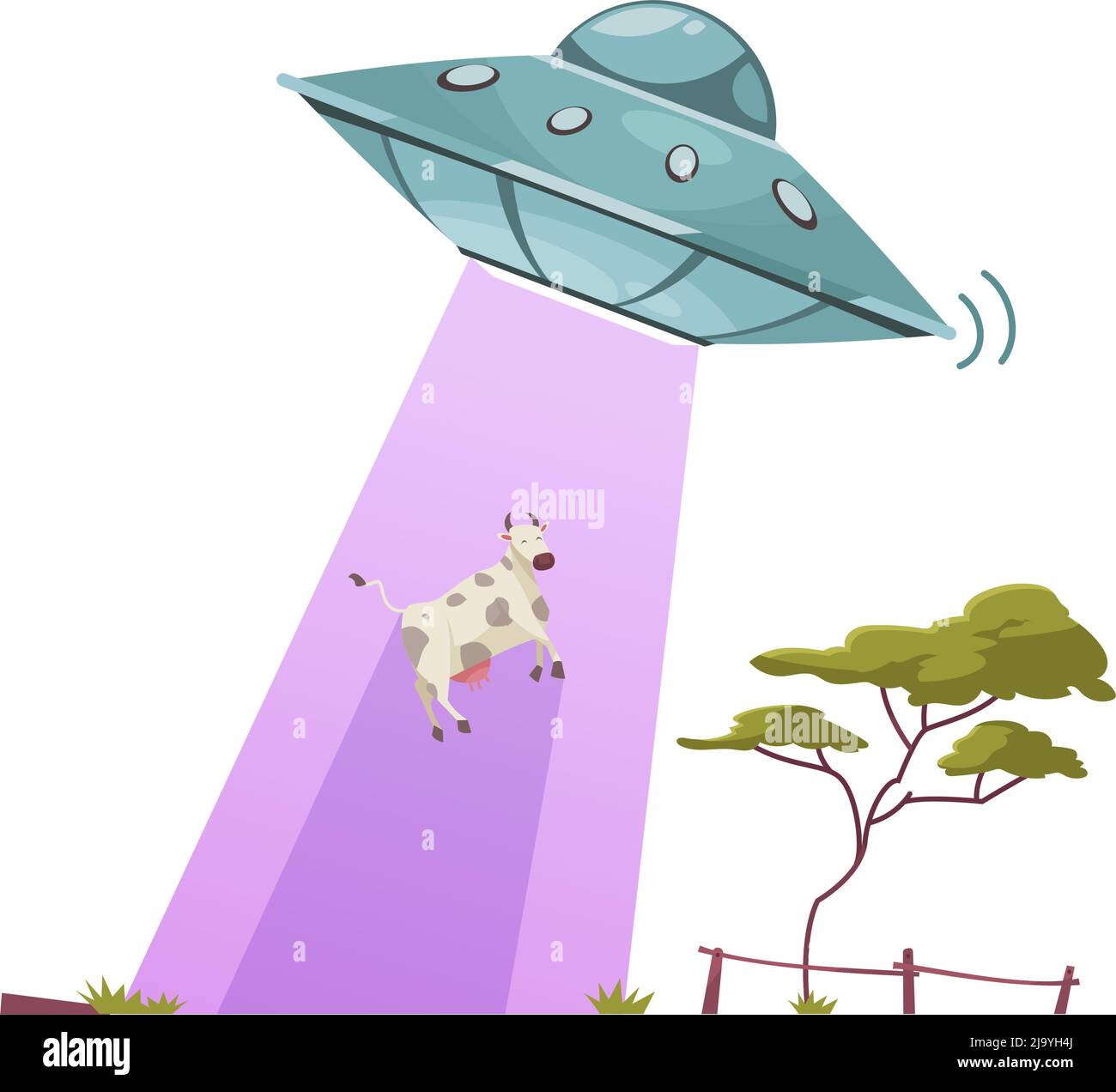 Aliens abducting cow cartoon vector illustration Stock Vector Image ...