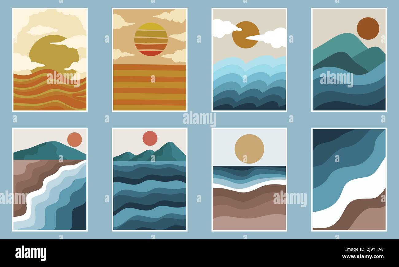 Abstract sea landscape vector illustration Stock Vector Image & Art - Alamy