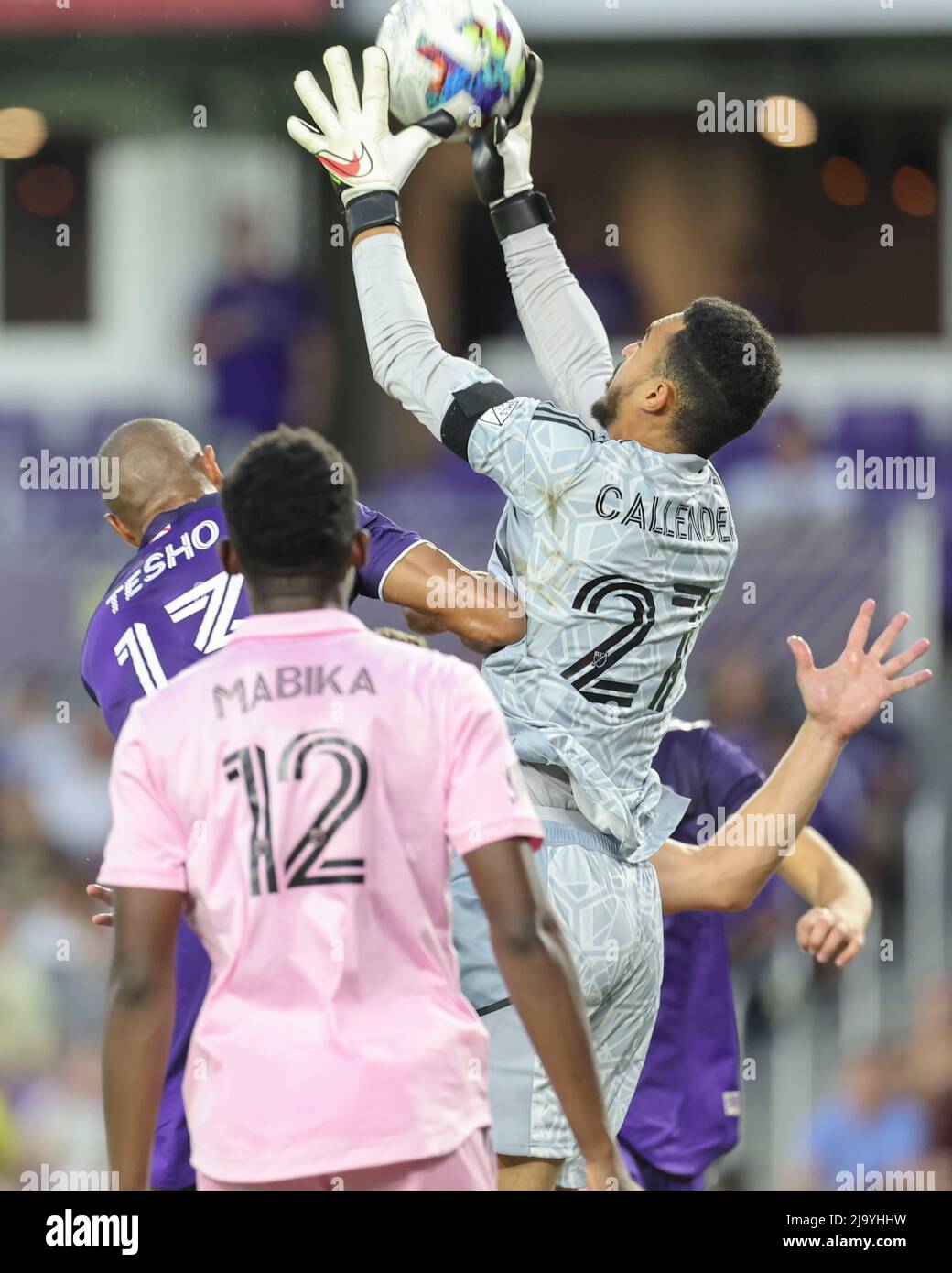 Orlando, FL: Inter Miami goalkeeper Drake Callender (27) makes a save ...