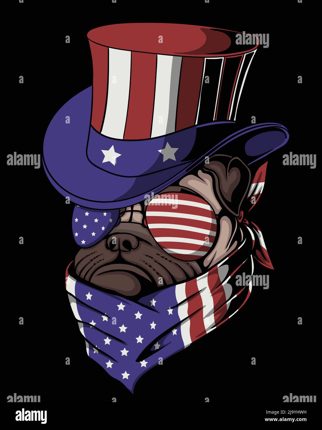 Pug dog wearing a uncle sam hat vector illustration Stock Vector Image ...