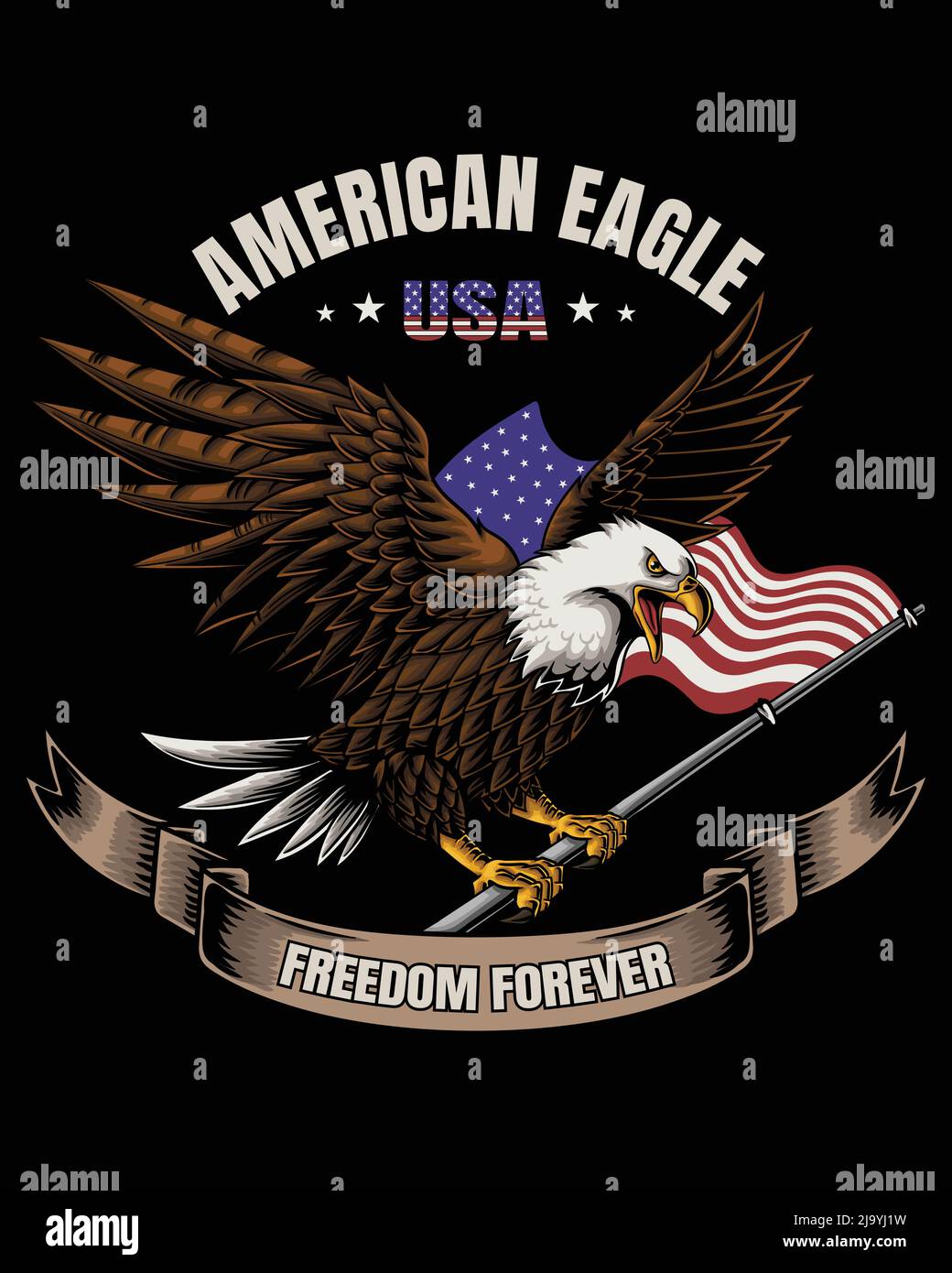 Eagle fly holding america flag vector illustration Stock Vector Image ...