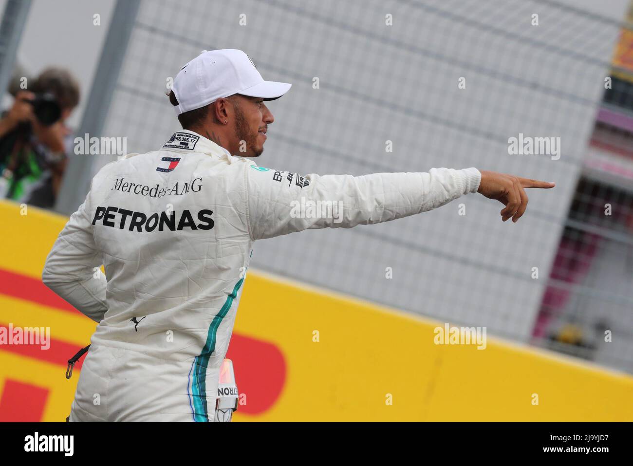 Lewis Hamilton Mercedes-Benz celebrates pole position Stock Photo - Alamy