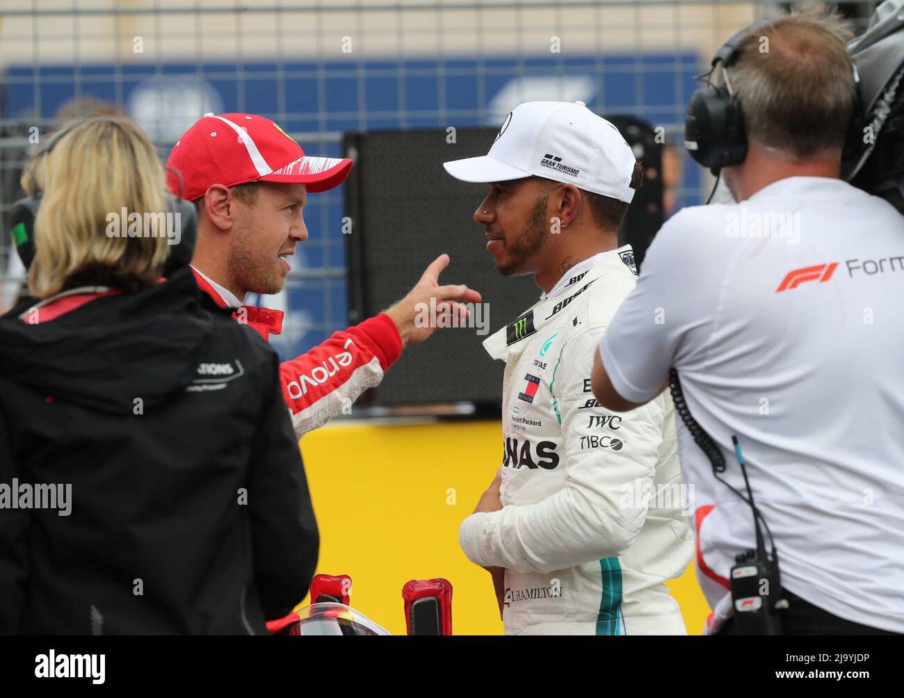 Ferrari's Sebastian Vettel and Mercedes' Lewis Hamilton Stock Photo - Alamy