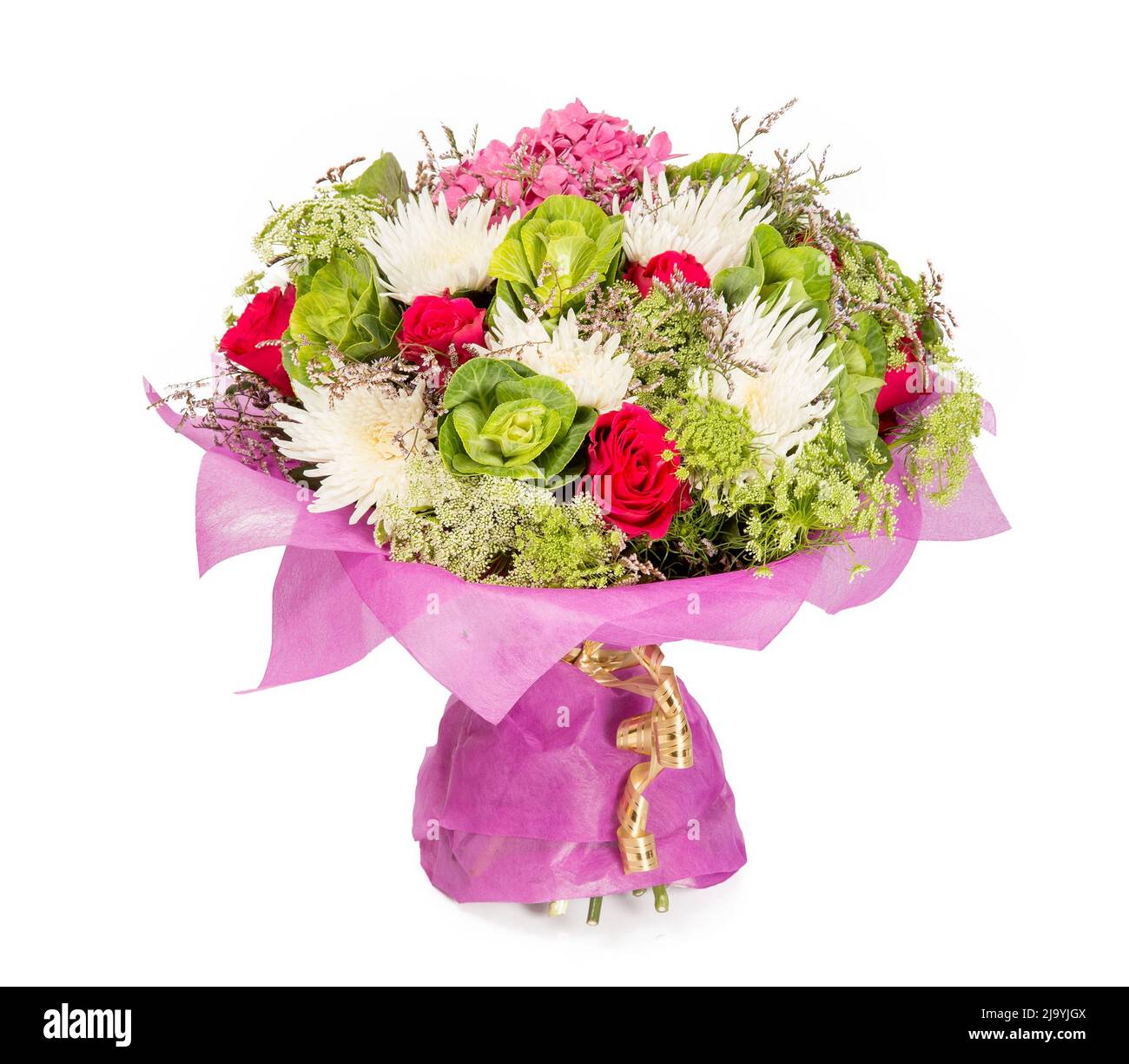 Bouquet of flowers top view on white background Stock Photo - Alamy