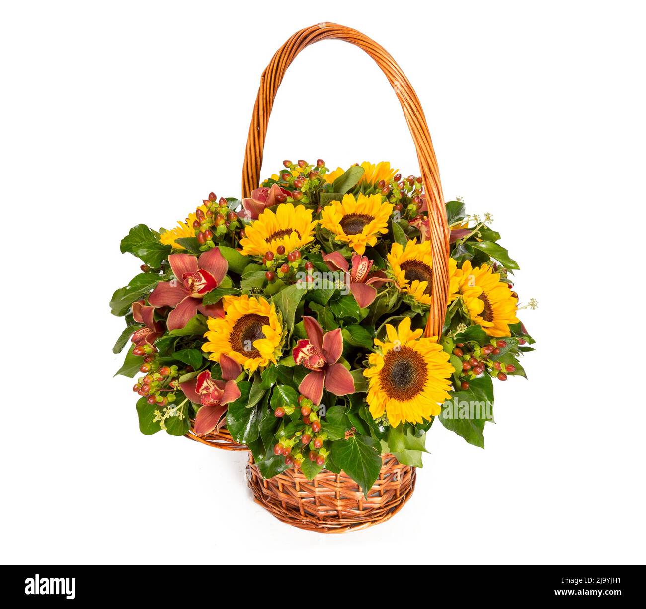 Bouquet of flowers top view on white background Stock Photo - Alamy