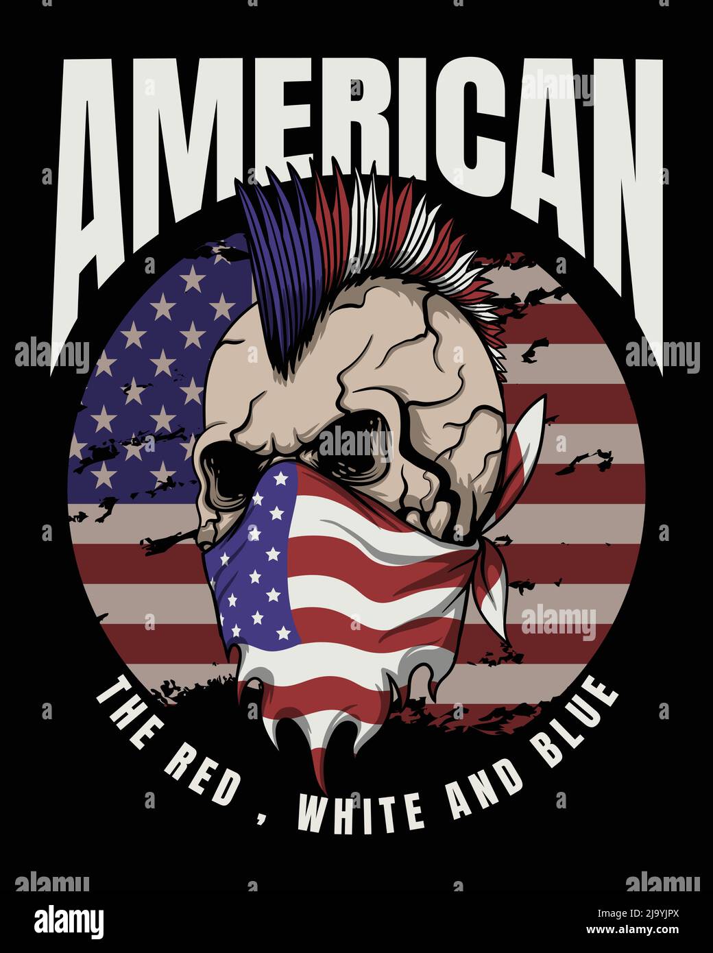 Skull punk america flag vector illustration Stock Vector Image & Art ...