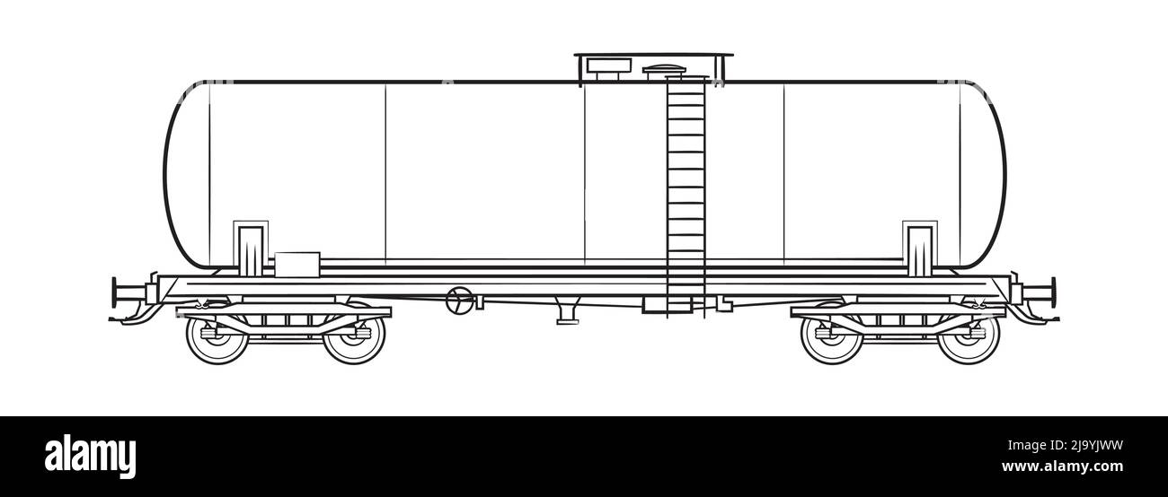 Railroad tanker wagon - outline vector stock illustration Stock Vector ...