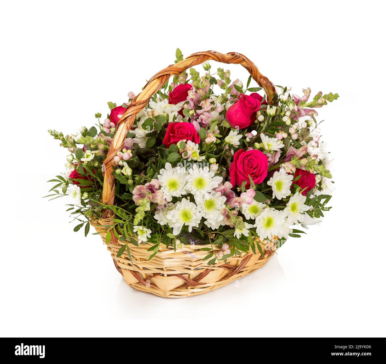 Bouquet of flowers top view on white background Stock Photo - Alamy