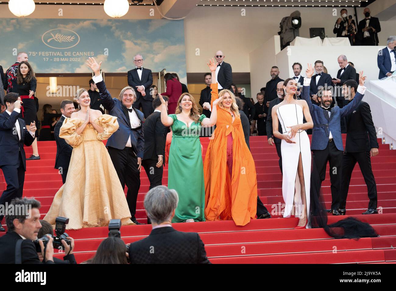 Cannes, France. 21st May, 2022. Akis Sakellariou, Nikos Gelia, Mariella ...