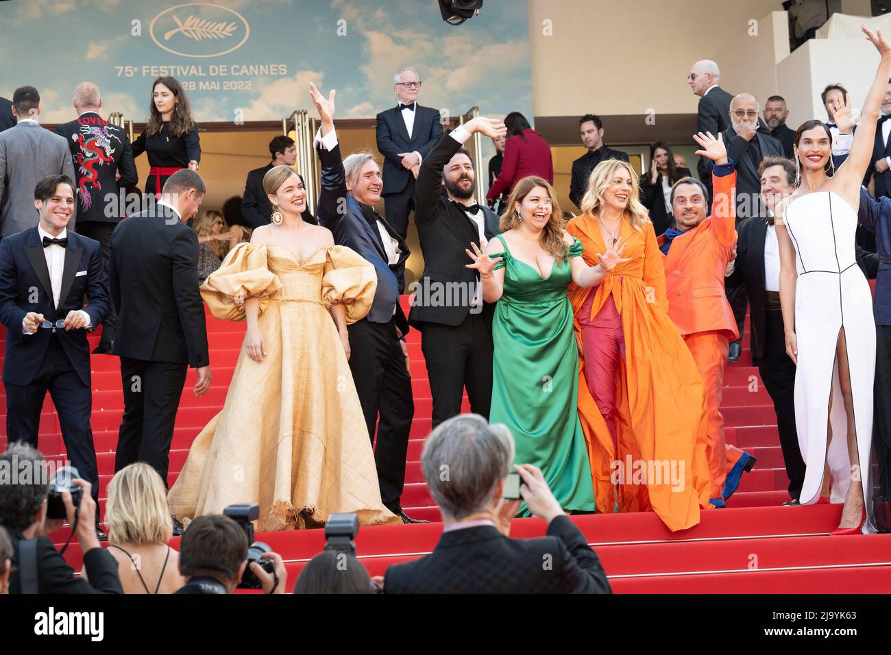Cannes, France. 21st May, 2022. Akis Sakellariou, Nikos Gelia, Mariella ...