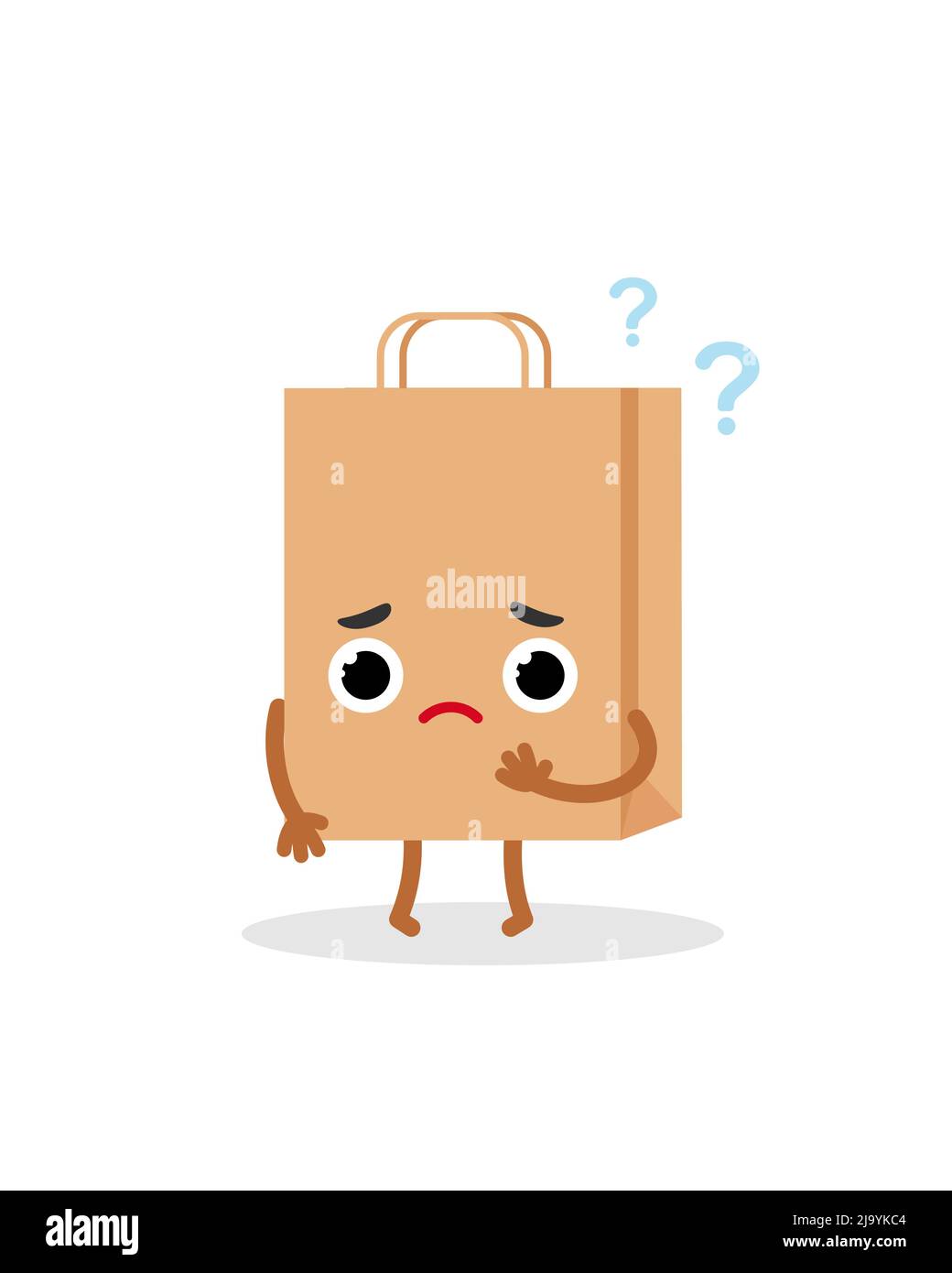 Paper shopping bag emotions sad character. Emoji vector illustration ...