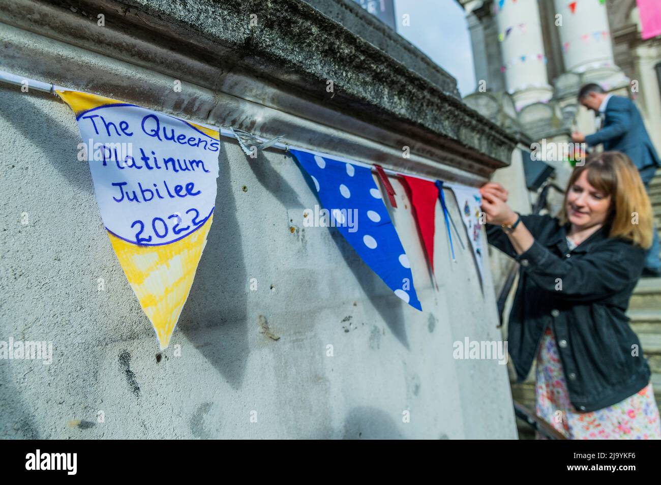 Tate Britain's facade covered with bunting, specially made by ...