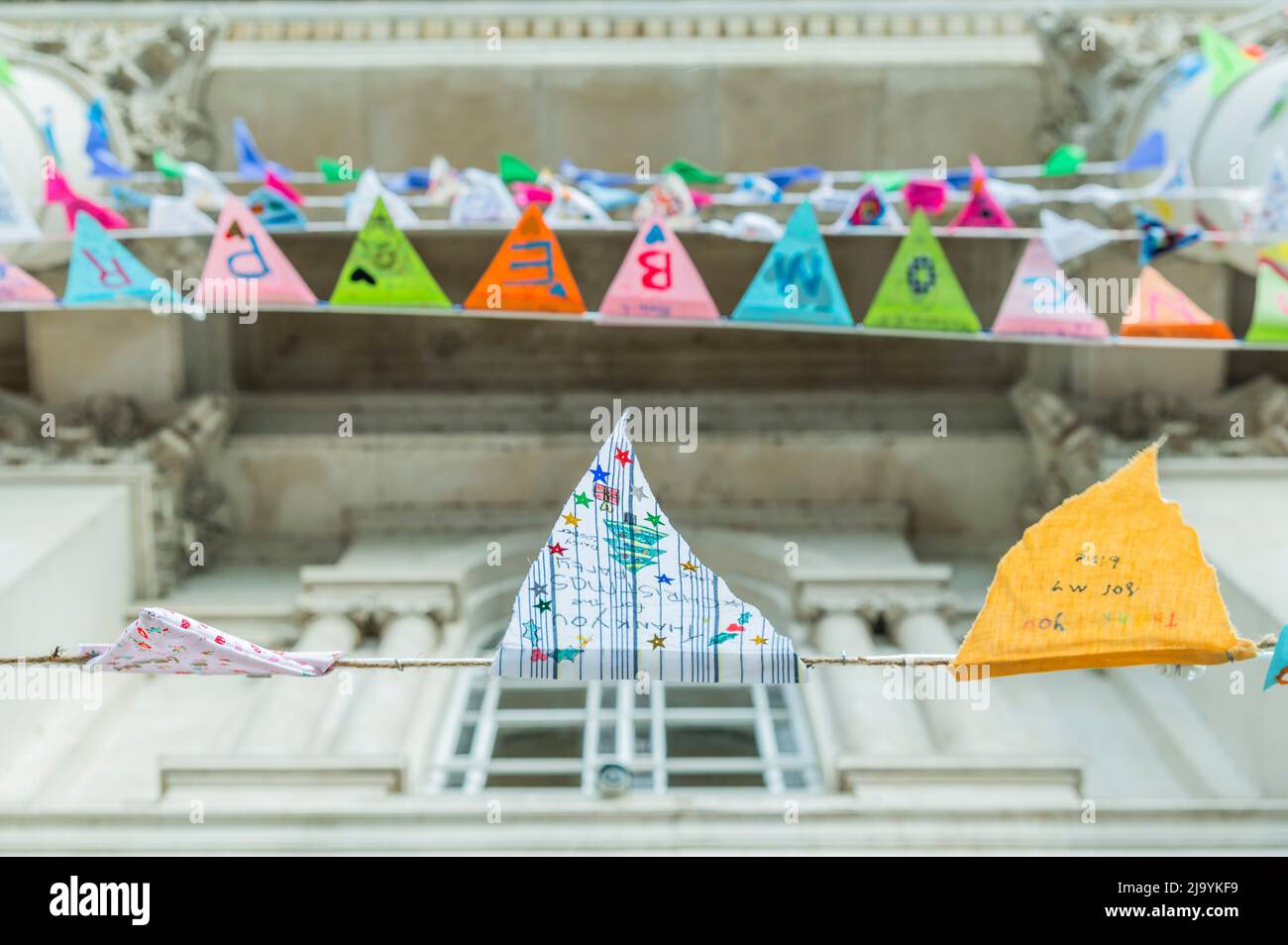 Tate Britain's facade covered with bunting, specially made by ...